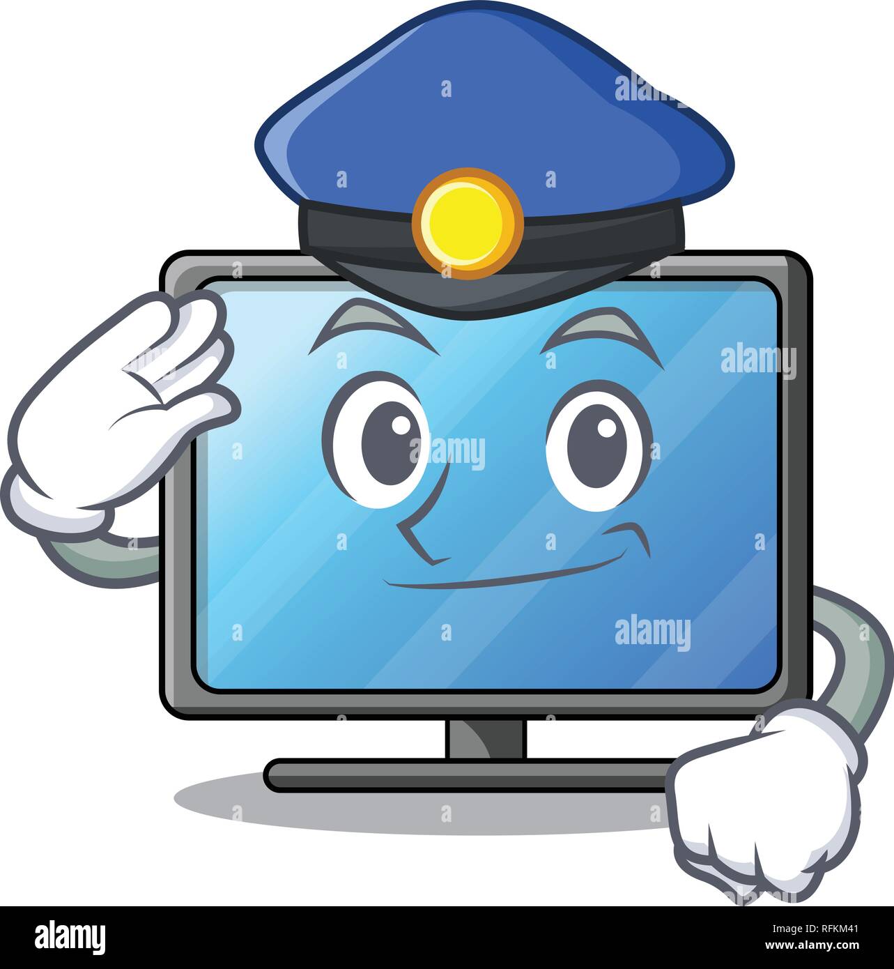 Police lcd tv cartoon in living room vector illustration Stock Vector ...