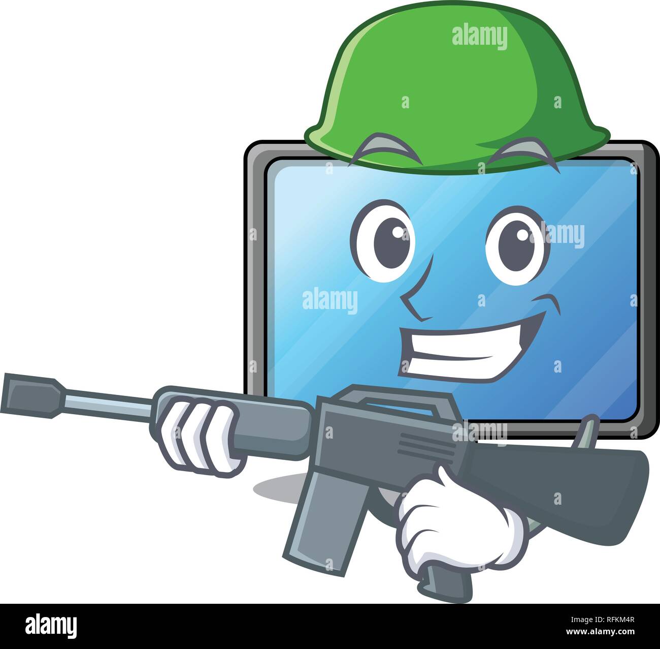 Army lcd tv cartoon in living room vector illustration Stock Vector ...