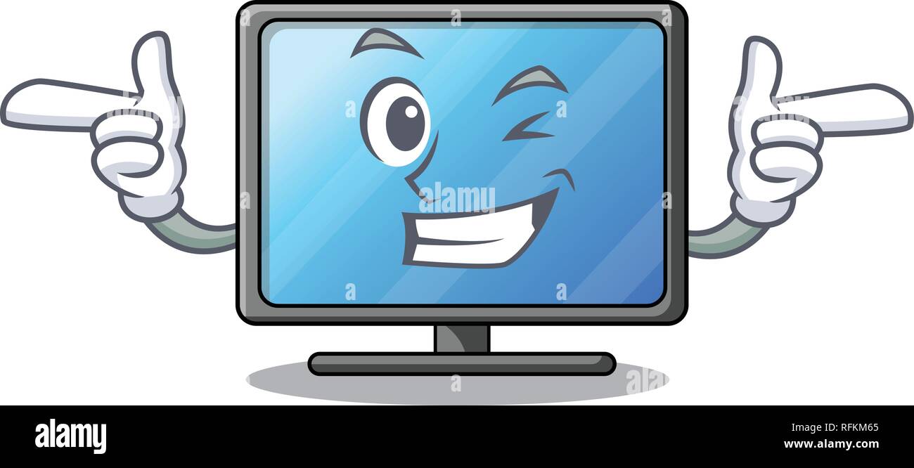 Wink lcd tv above wooden cartoon table vector illustration Stock Vector ...