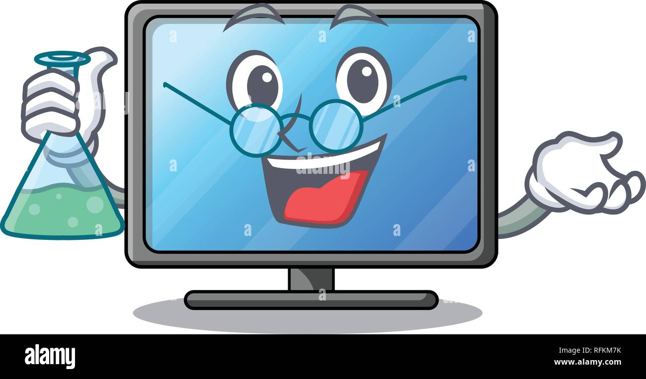 Professor lcd tv above wooden cartoon table vector illustration Stock ...