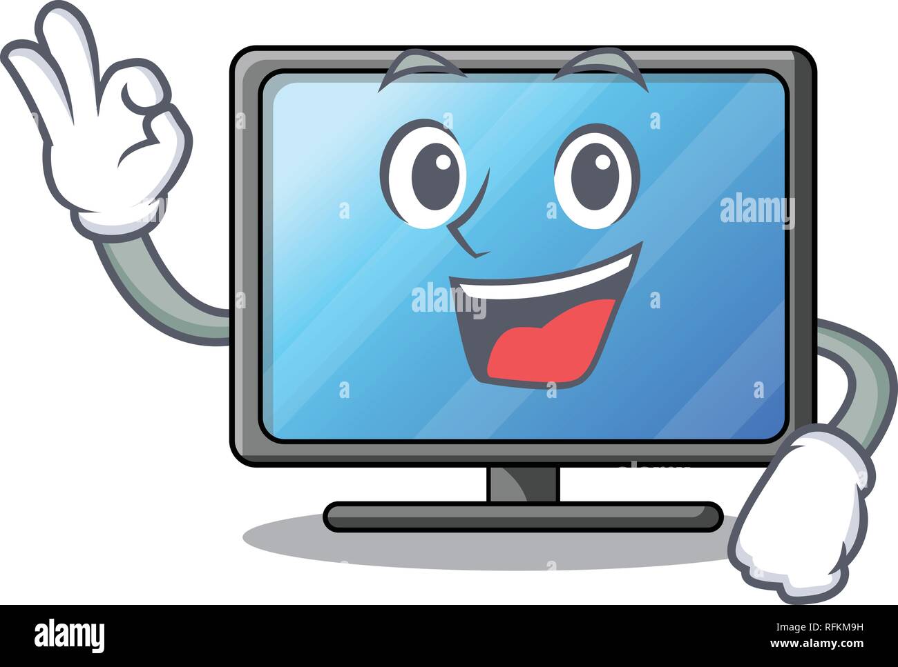 Okay lcd tv above wooden cartoon table vector illustration Stock Vector ...