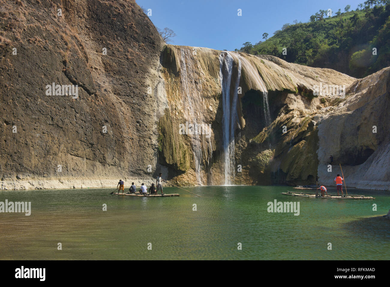 Bamboo rafts at beautiful Pinsal Falls, Santa Maria, Ilocos Sur ...