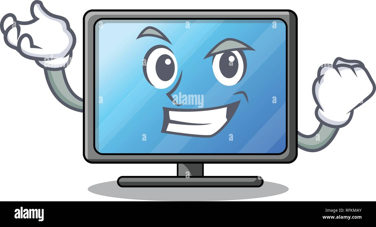 Successful lcd tv above wooden cartoon table vector illustration Stock ...