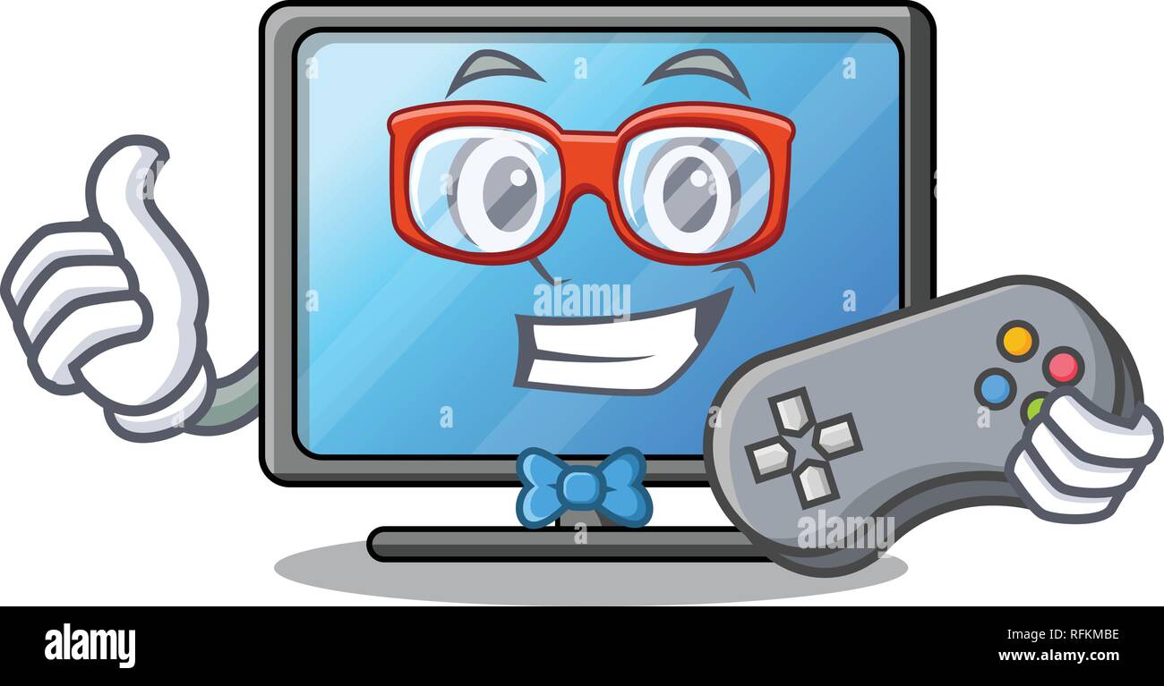 Gamer lcd tv in shape of mascot vector illustration Stock Vector Image ...