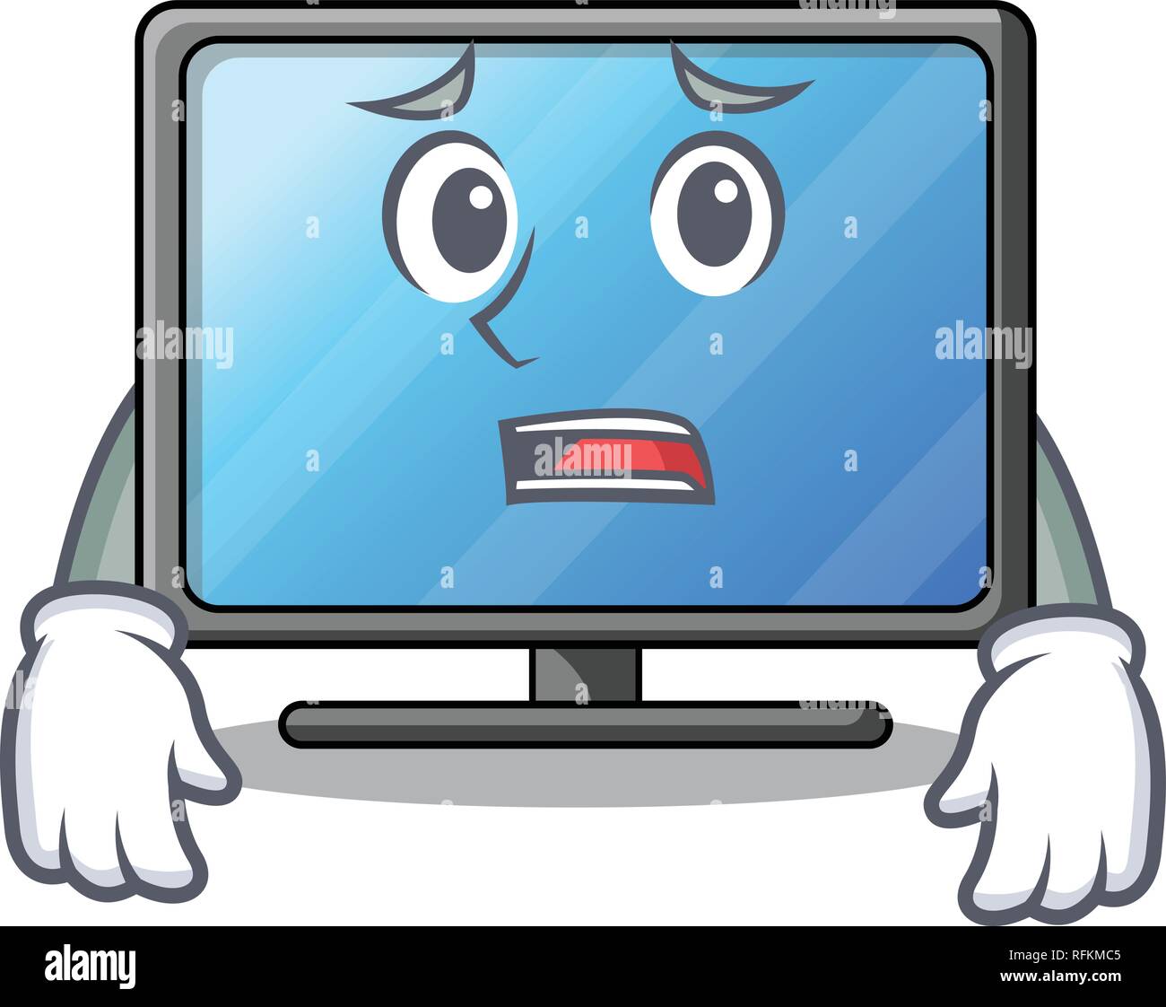 Afraid lcd tv in shape of mascot vector illustration Stock Vector Image ...
