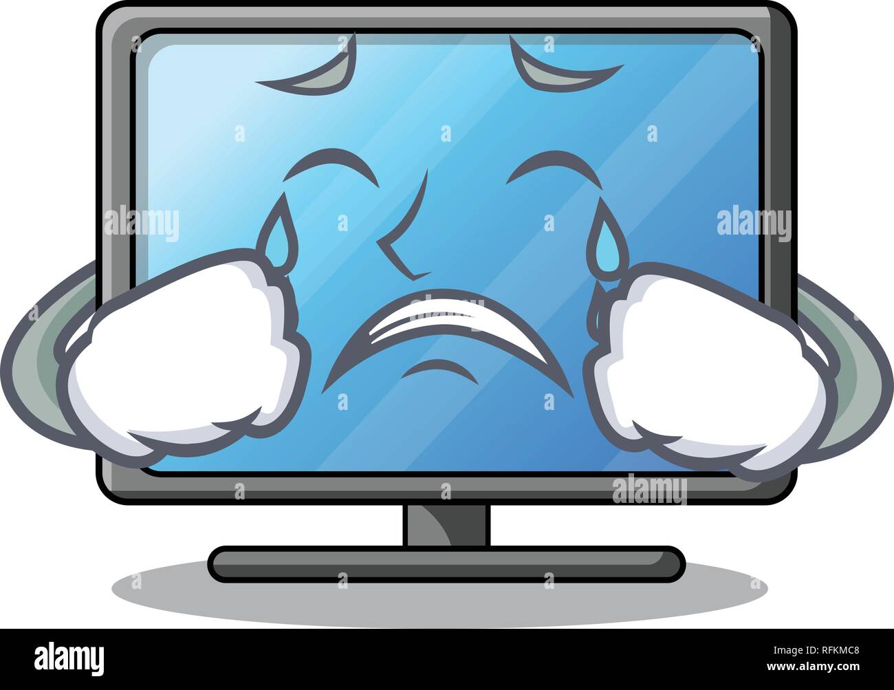 Crying lcd tv in shape of mascot vector illustration Stock Vector Image ...