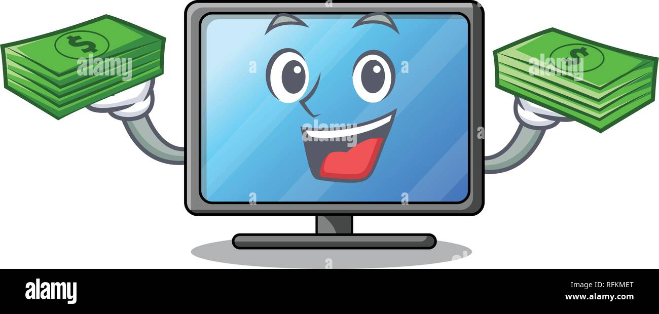 With money bag lcd tv in shape of mascot vector illustration Stock ...