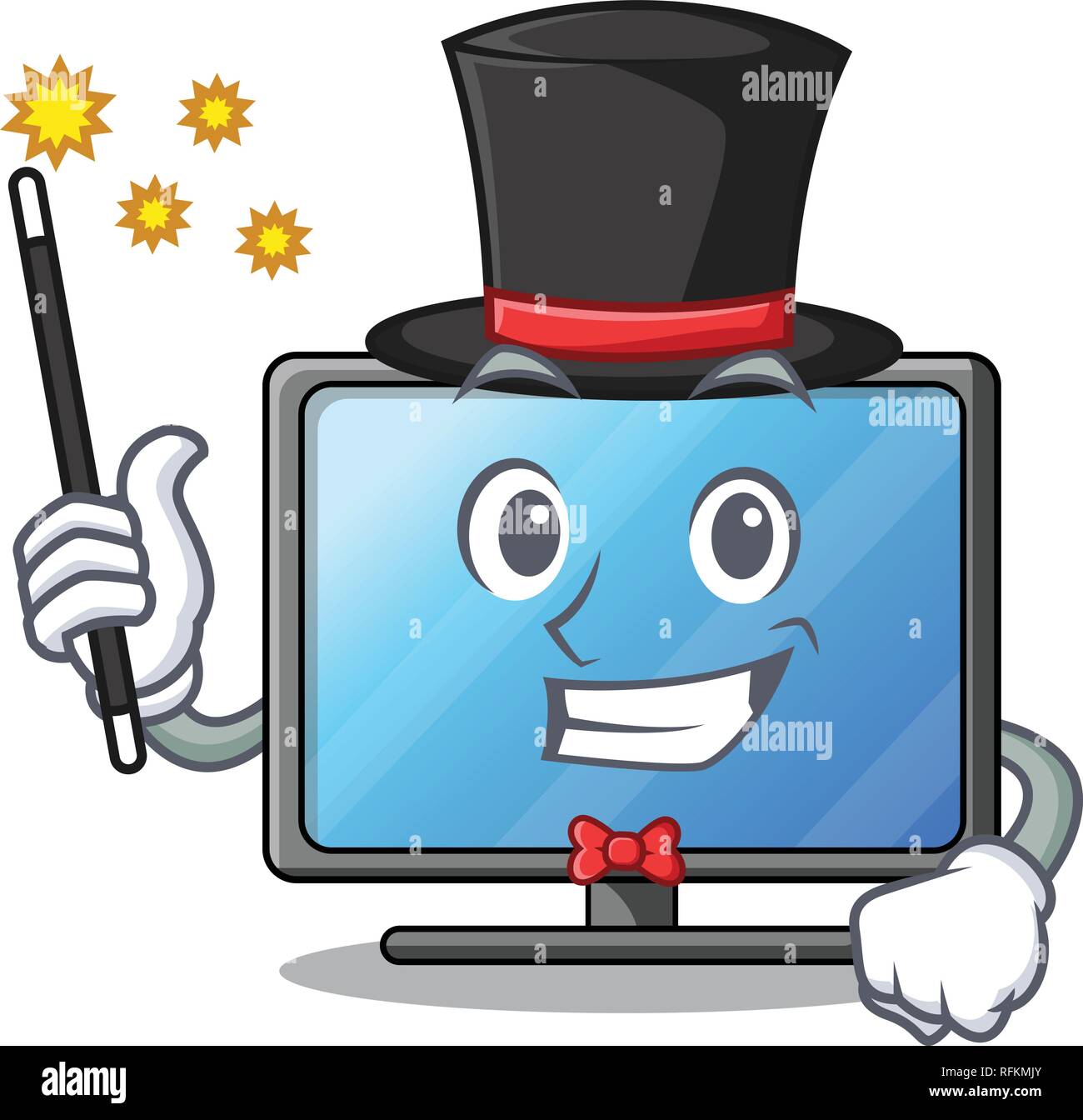 Magician lcd tv isolated with the character vector illustration Stock ...