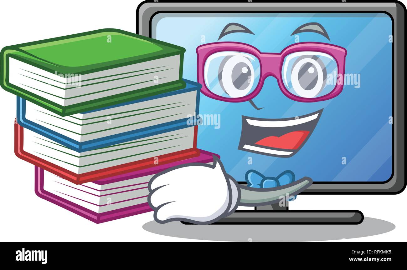 Student with book lcd tv isolated with the character vector ...