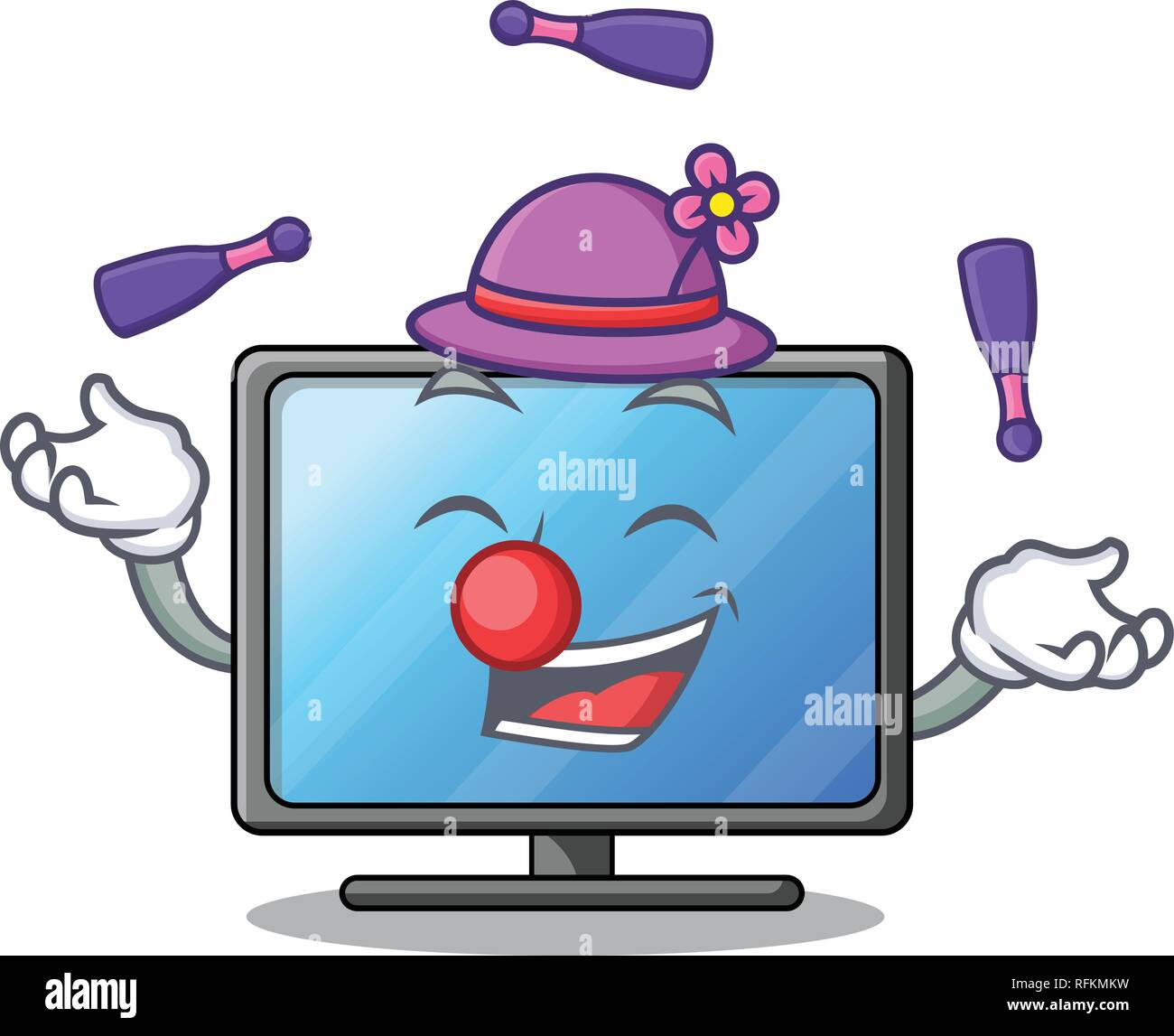 Juggling lcd tv isolated with the character vector illustration Stock ...