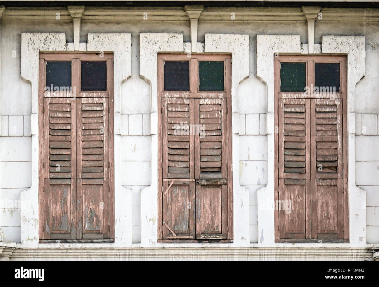 Old vintage Asian windows in Malaysia Stock Photo - Alamy