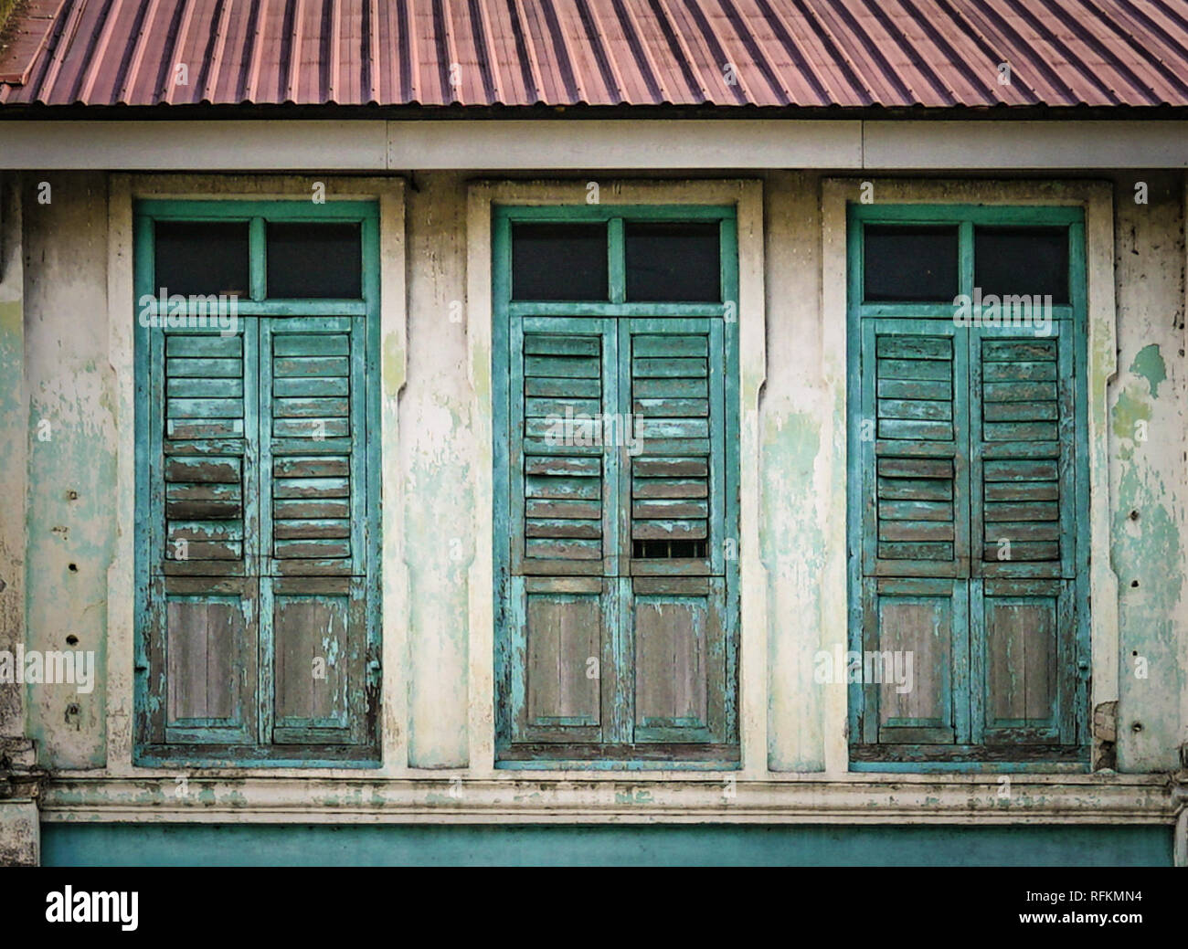 Old vintage Asian windows in Malaysia Stock Photo - Alamy
