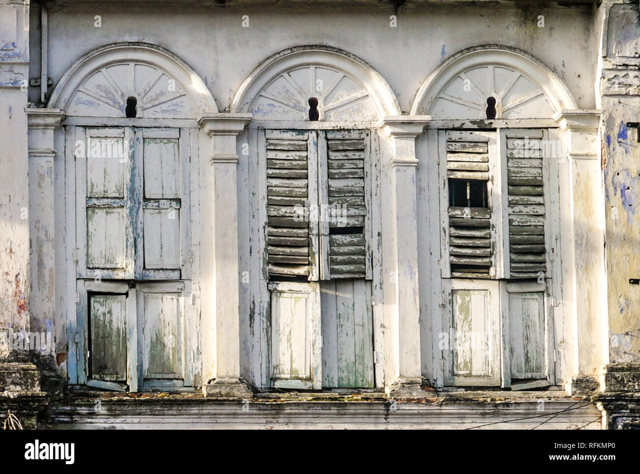 Old vintage Asian windows in Malaysia Stock Photo - Alamy