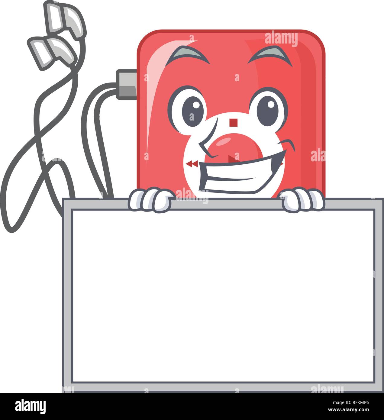 Grinning with board mp3 player in the cartoon shape vector illustration ...
