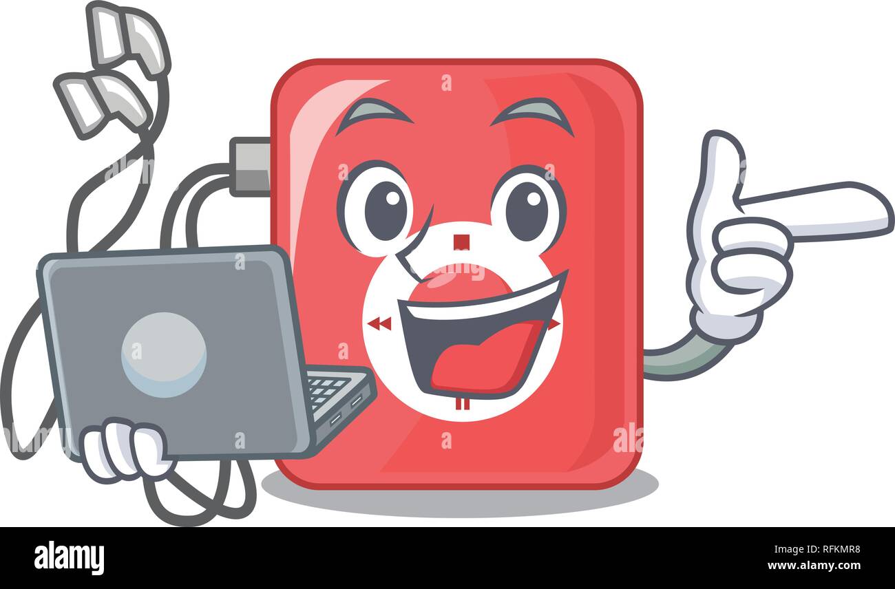 With laptop mp3 player in the cartoon shape vector illustration Stock ...