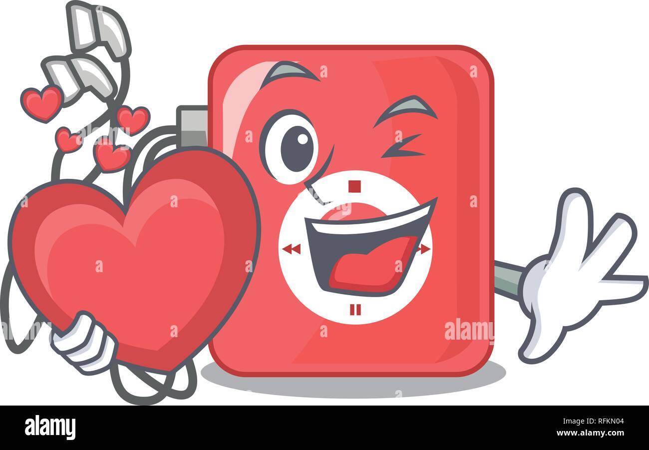 With heart mp3 player in a funny cartoon vector illustartion Stock ...