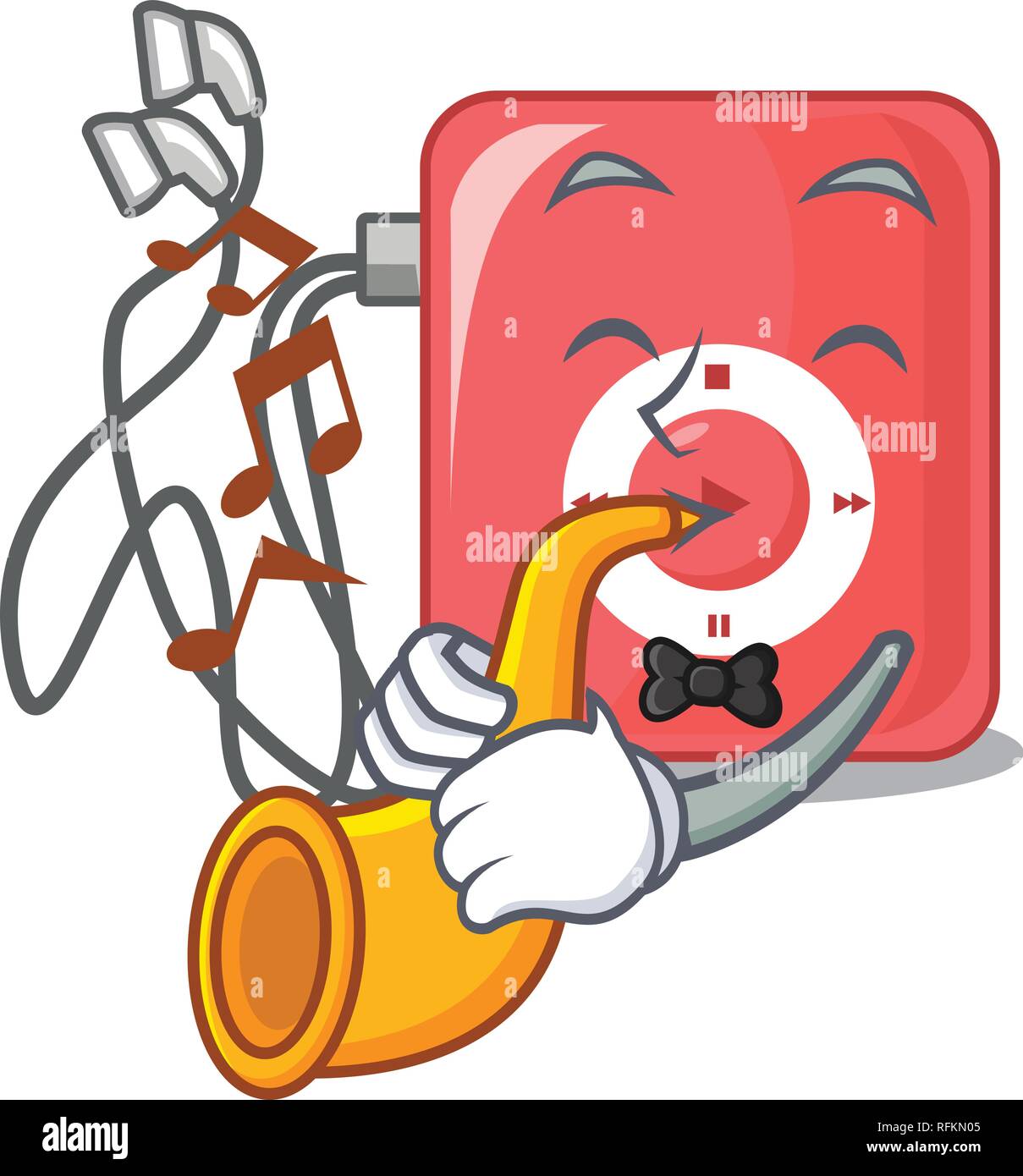 With trumpet mp3 player in a funny cartoon vector illustartion Stock ...