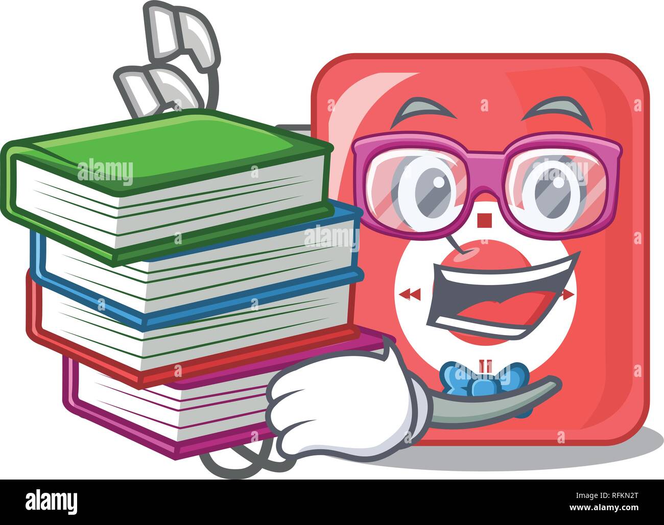 Student with book mp3 player isolated on with mascot vector ...