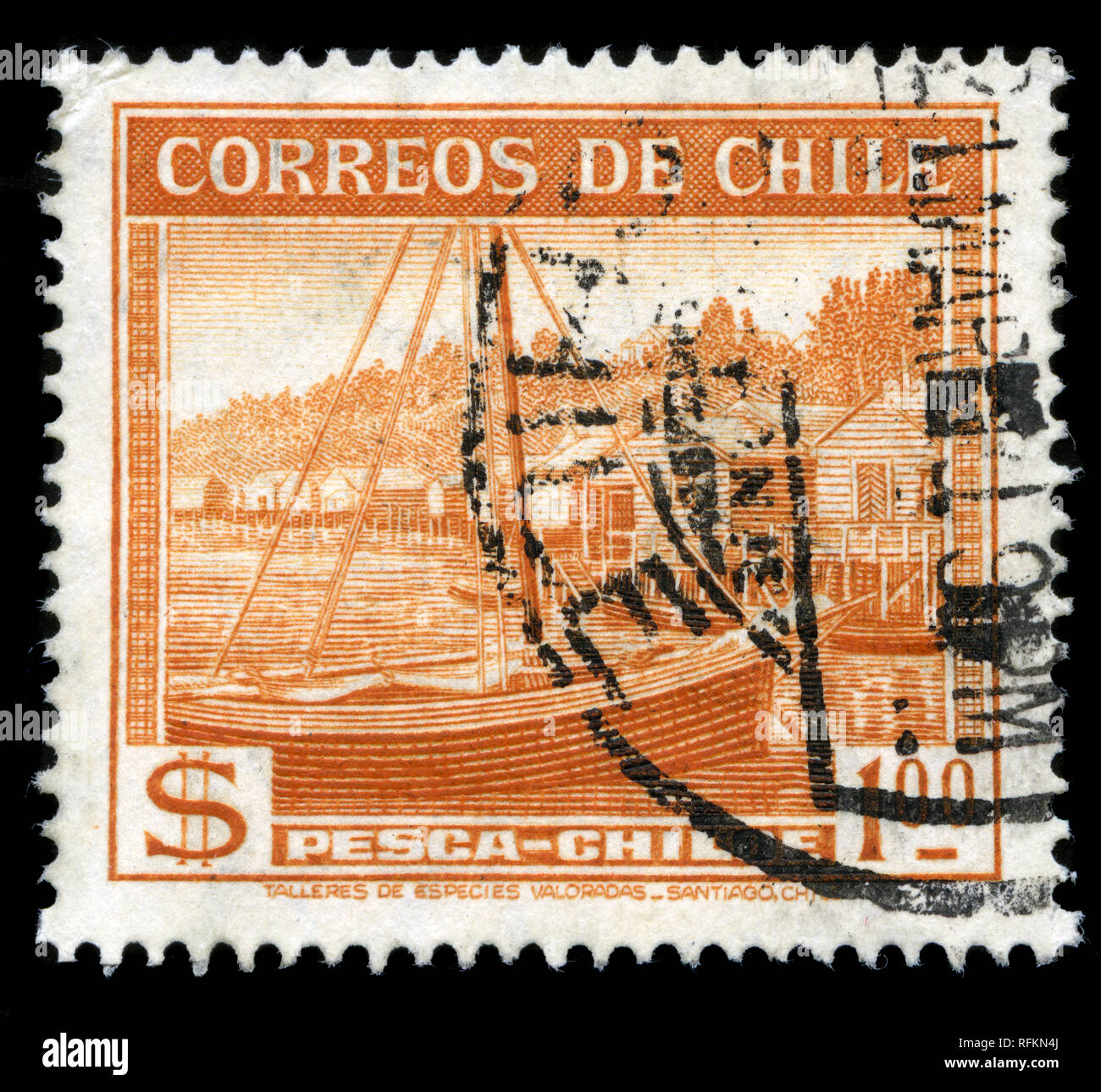 Postage stamp from Chile in the Country views series issued in 1938 ...
