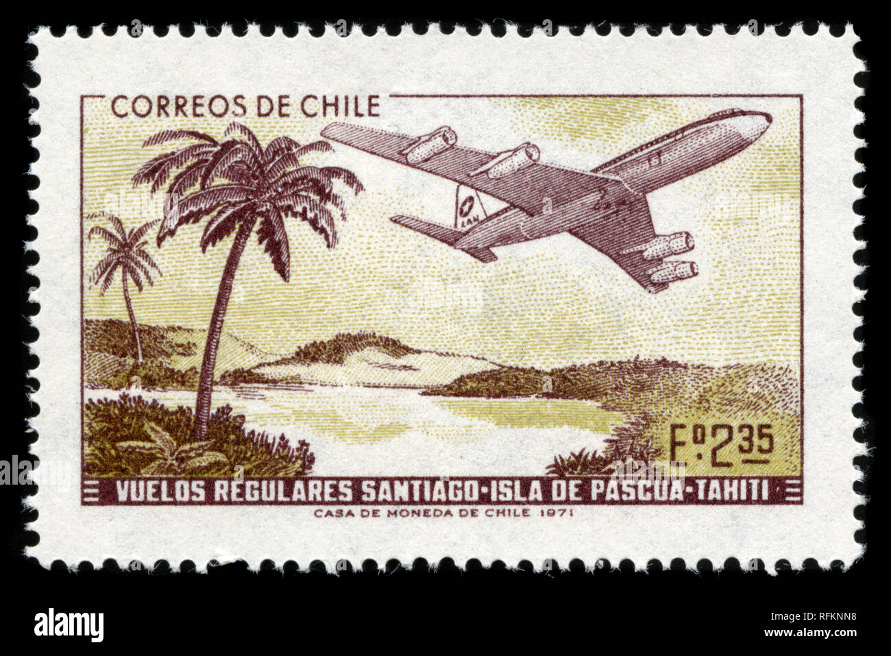 Postage stamp from Chile in the Regular flights Santiago - Easter ...