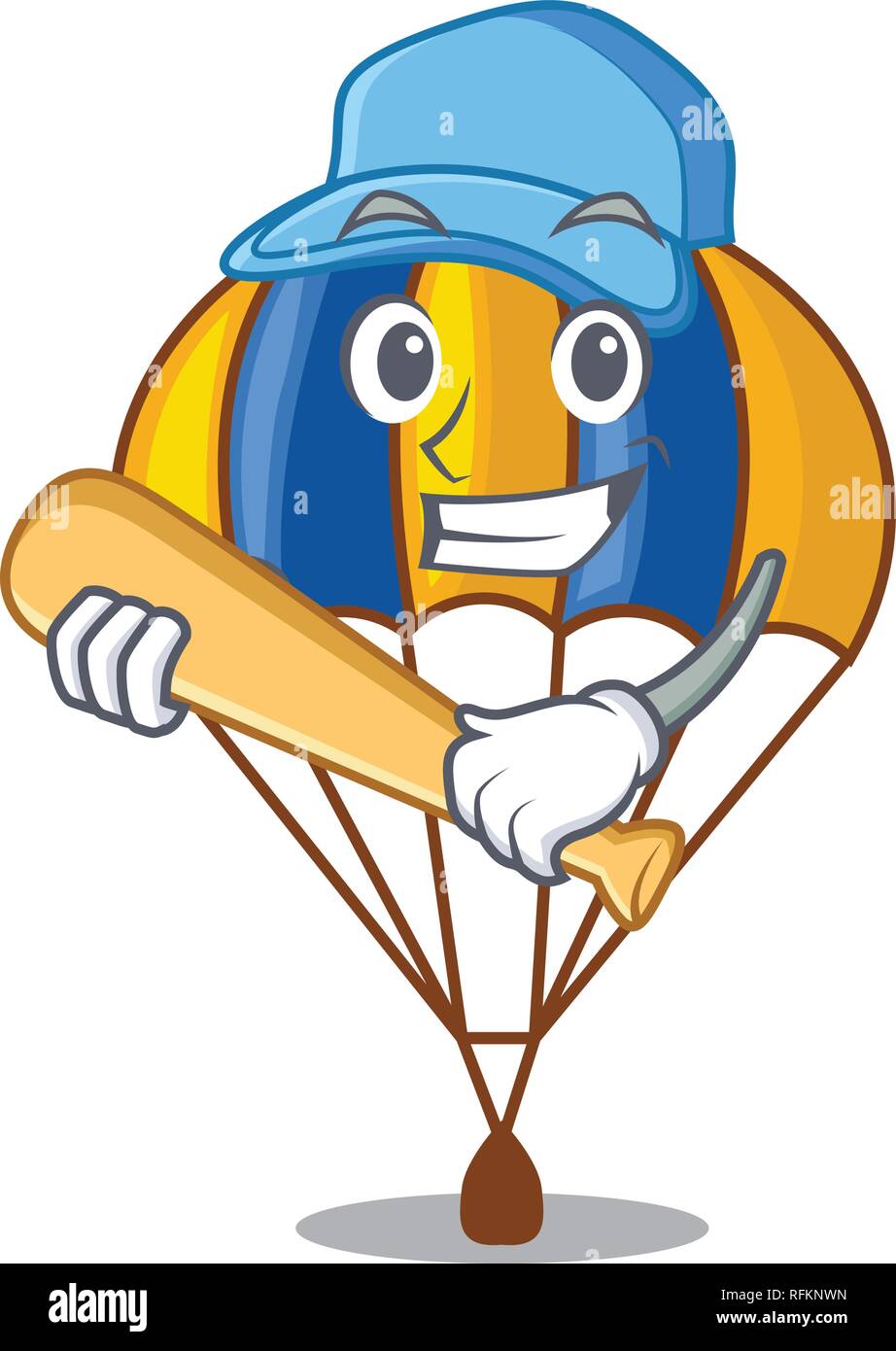 Playing baseball parachute in the shpe of charcter vector illustration ...