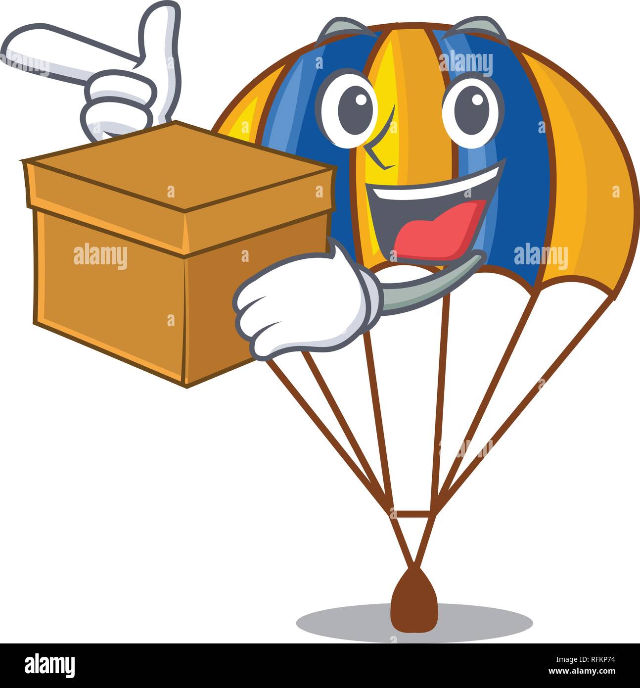With box parachute isolated with in the cartoons vector illustration ...