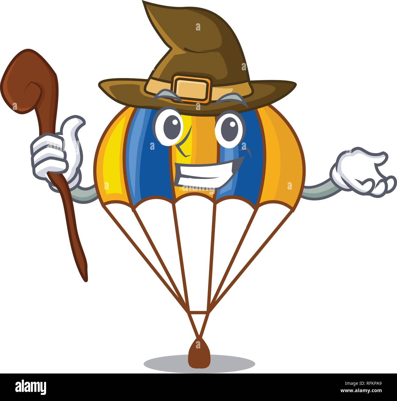 Witch flying parachute in the mascot sky vector illustration Stock ...