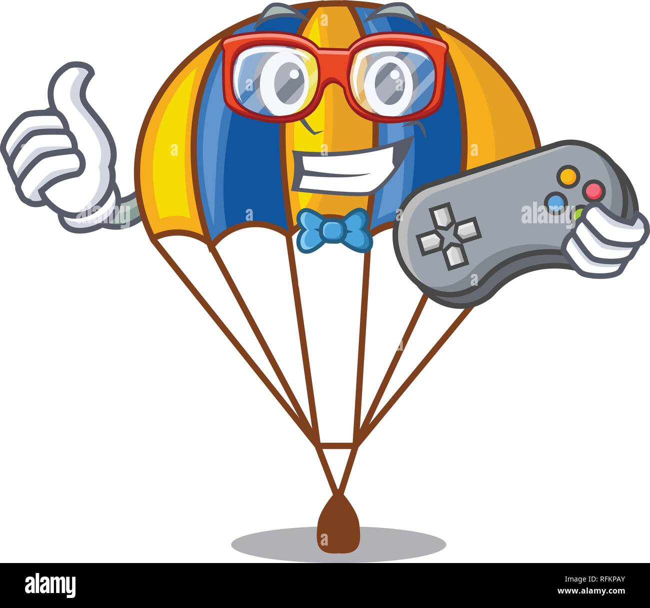 Gamer flying parachute in the mascot sky vector illustration Stock ...