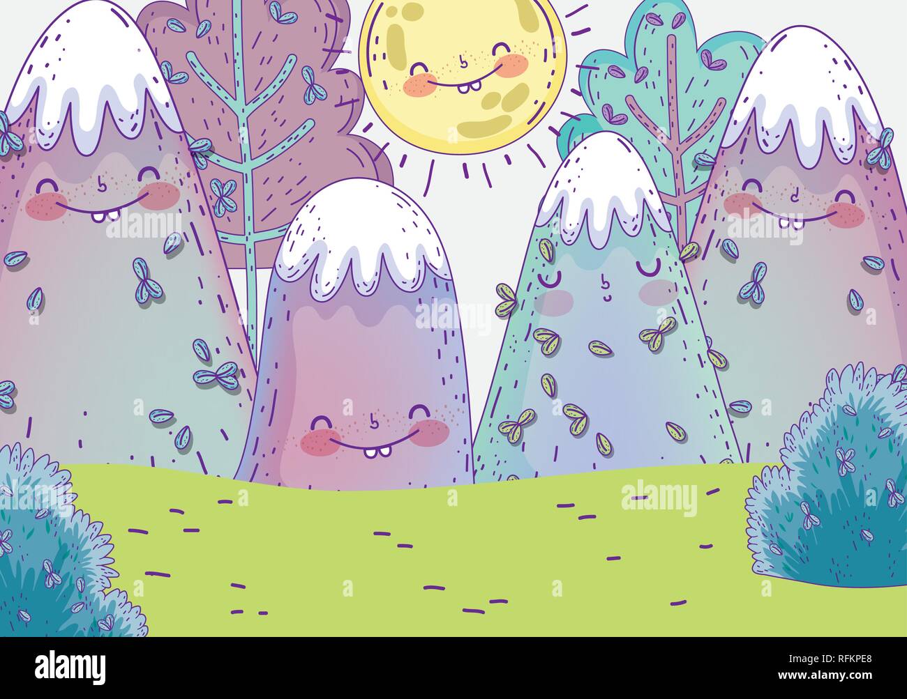 Panoramic landscape snowy trees Stock Vector Images - Alamy