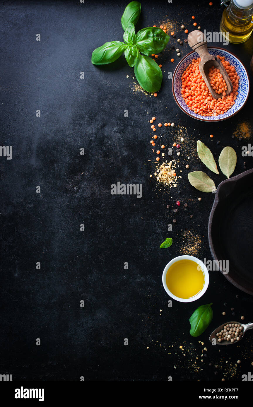 Food frame, background or healthy food concept on a vintage background ...