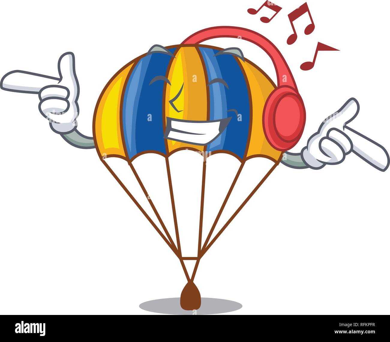 Listening music flying parachute in the mascot sky vector illustration ...