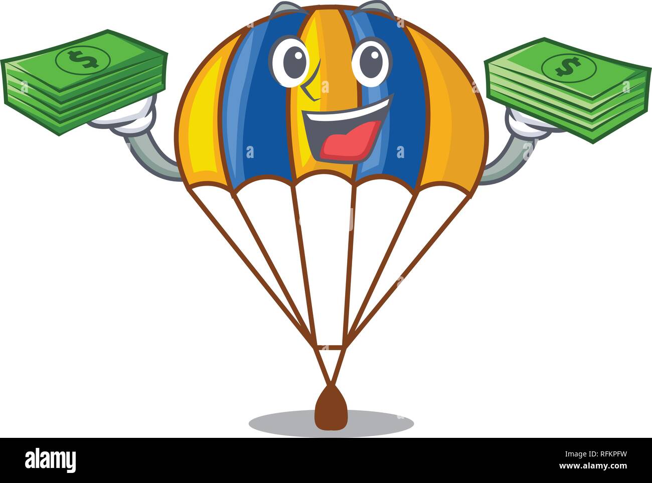 With money bag flying parachute in the mascot sky vector illustration ...