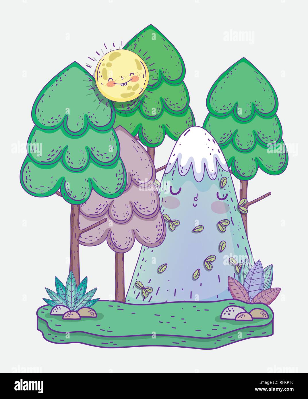 Panoramic landscape snowy trees Stock Vector Images - Alamy