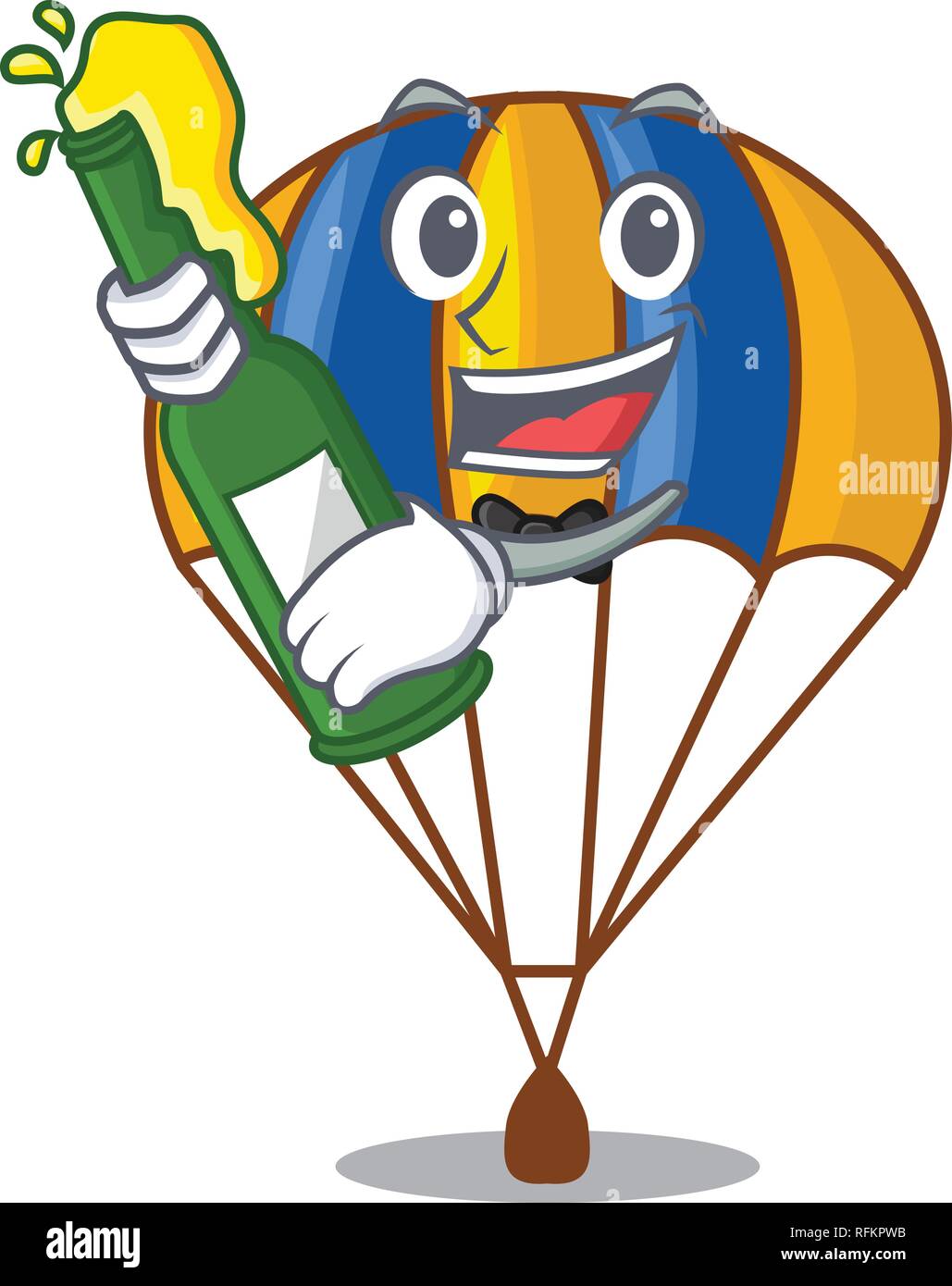 With beer parachute in shape of acartoon fuuny vector illustration ...