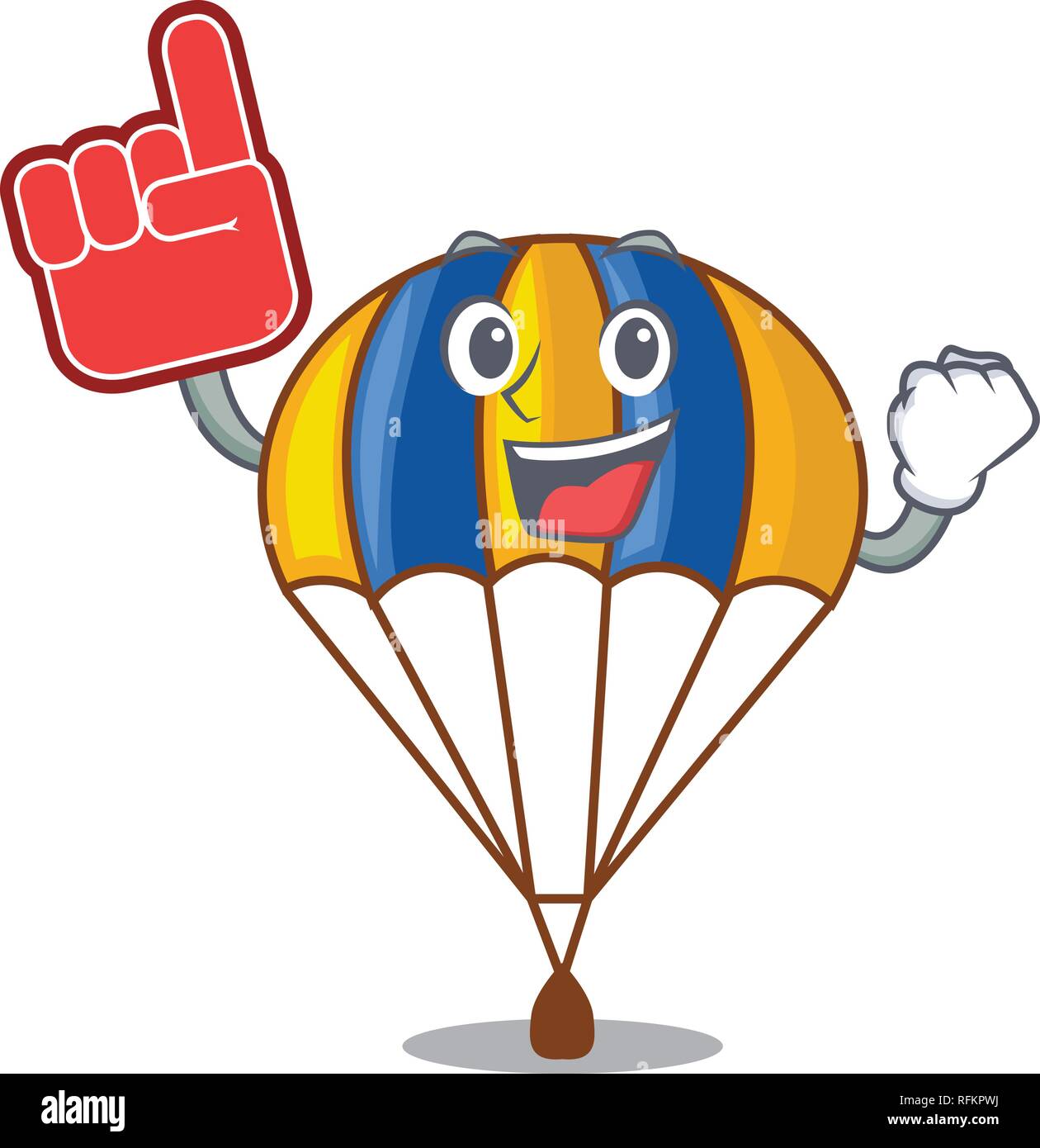 Foam finger parachute in shape of acartoon fuuny vector illustration ...