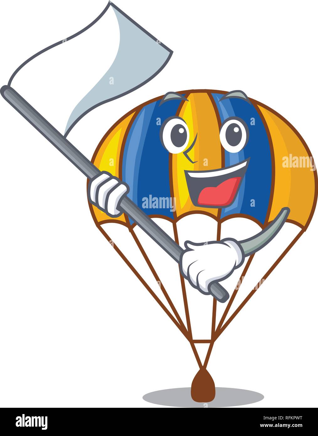 With flag parachute in shape of acartoon fuuny vector illustration ...