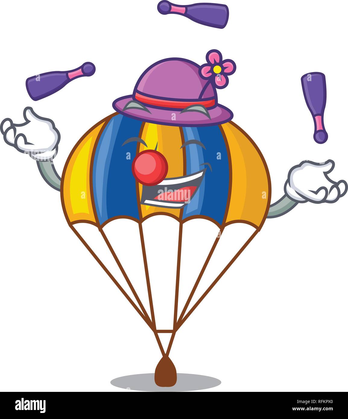 Juggling parachute in shape of acartoon fuuny vector illustration Stock ...
