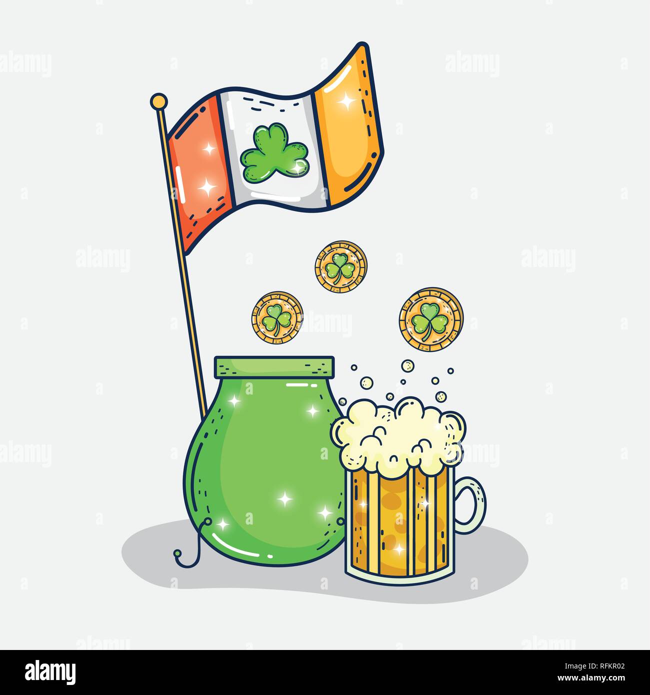 ireland flag with beer glass and cauldron Stock Vector Image & Art - Alamy