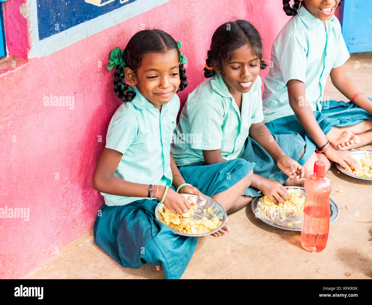PUDUCHERRY, TAMIL NADU, INDIA - DECEMBER Circa, 2018. Unidentified poor ...