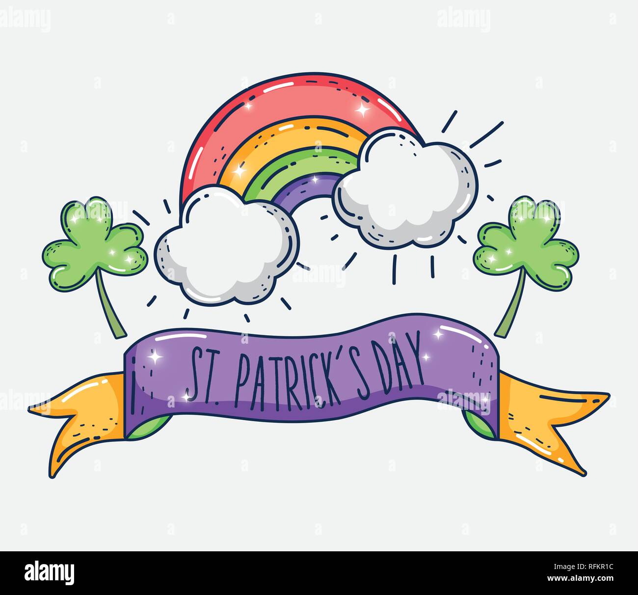 Clover plant ribbon decoration Stock Vector Images - Alamy