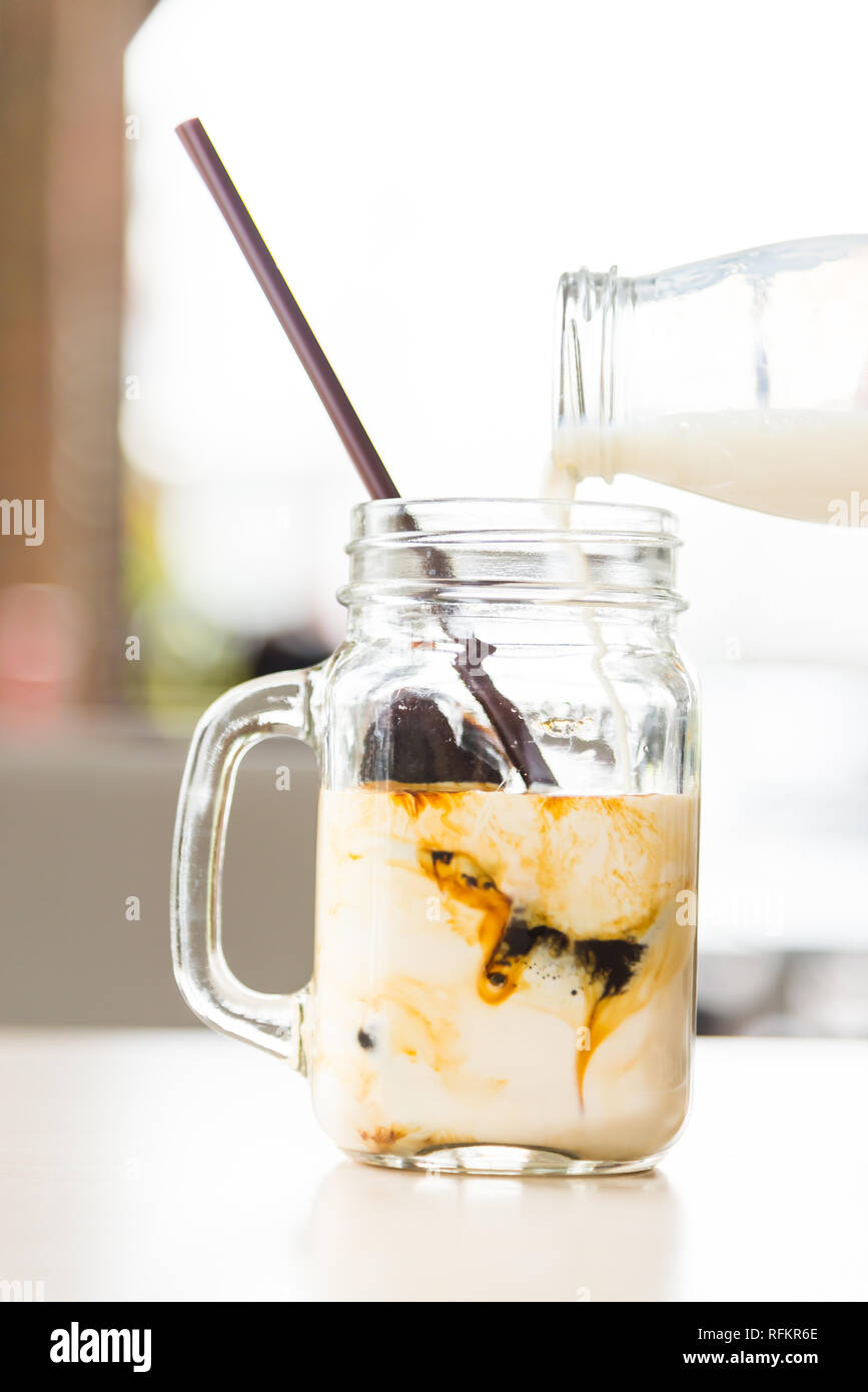 Iced coffee glass Stock Photo - Alamy