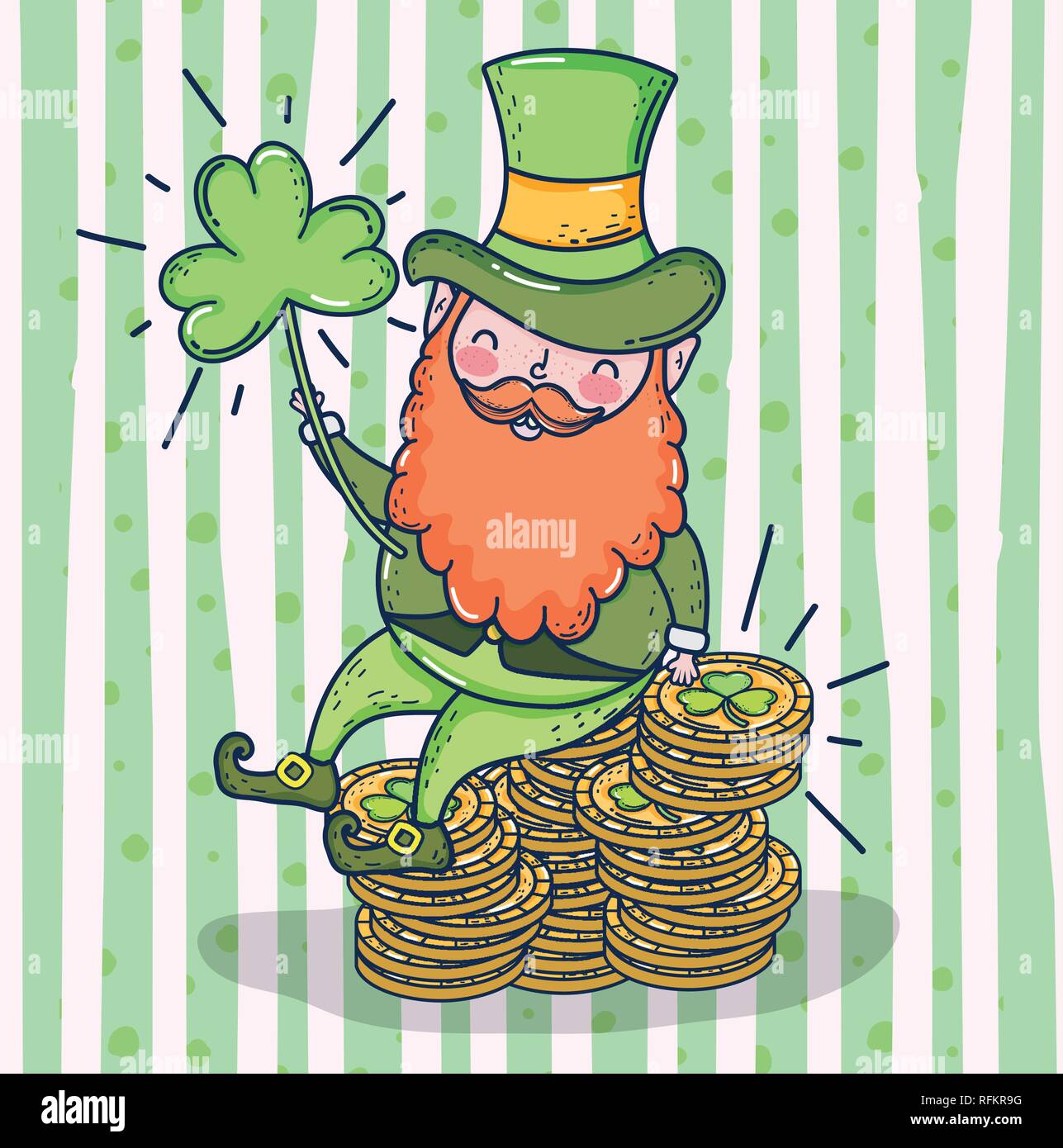 st patrick man with clover and gold coins Stock Vector Image & Art - Alamy