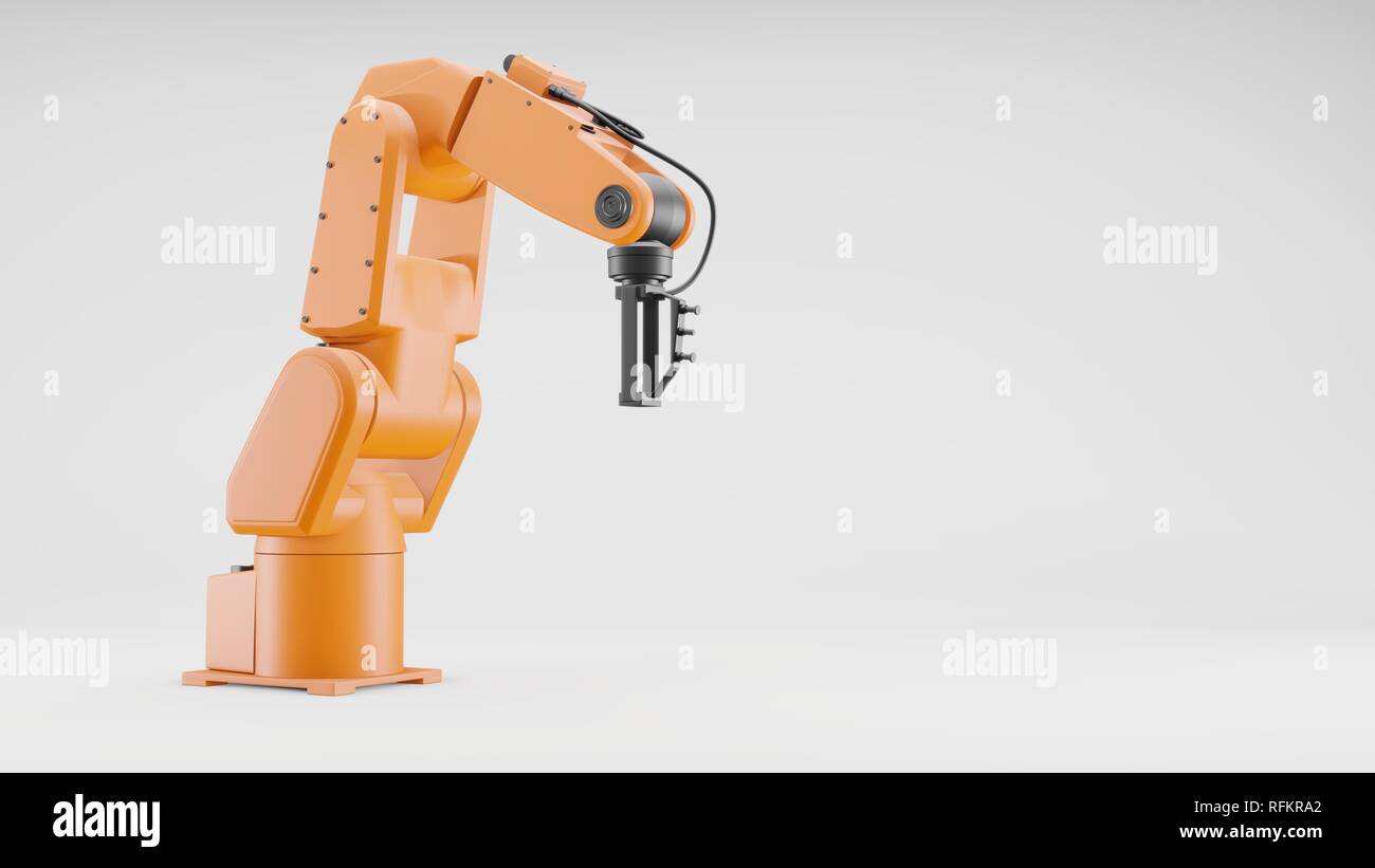 Robotic arm on gray background. Industrial robot manipulator Stock ...