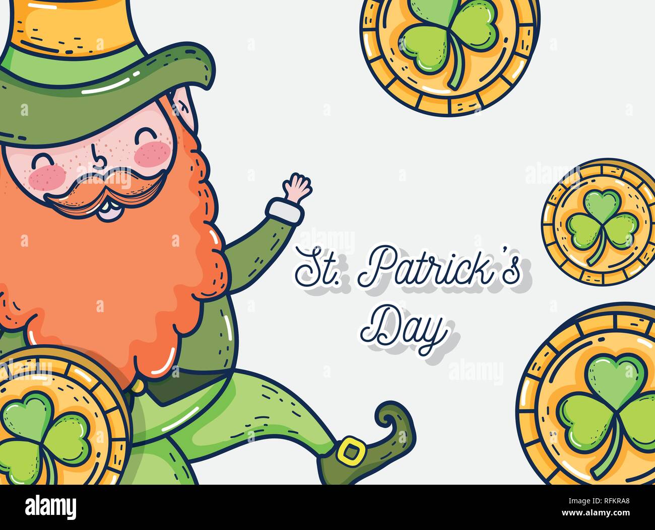 st patrick man with clover gold coins Stock Vector Image & Art - Alamy