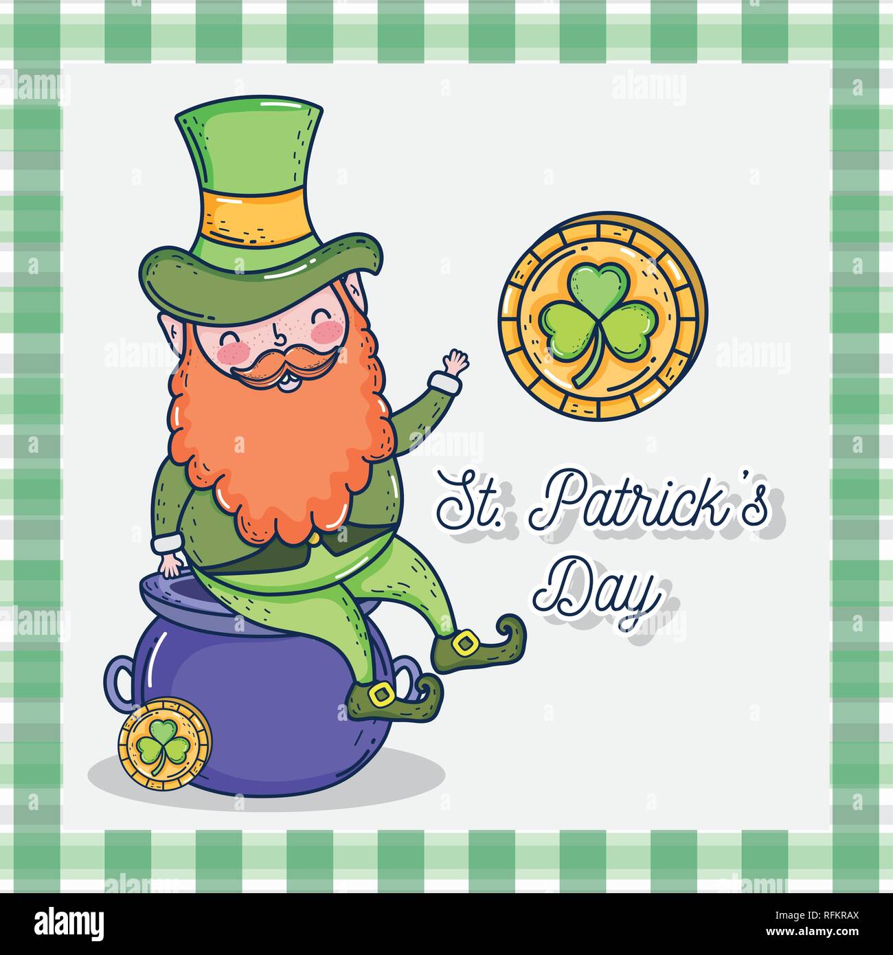 st patrick man in the cauldron with gold coins Stock Vector Image & Art ...