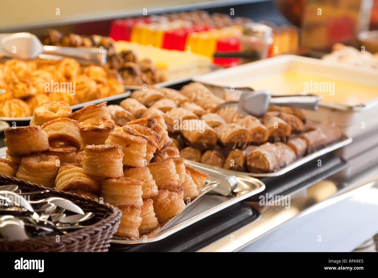 assortment of fresh pastry on table in buffet Stock Photo - Alamy