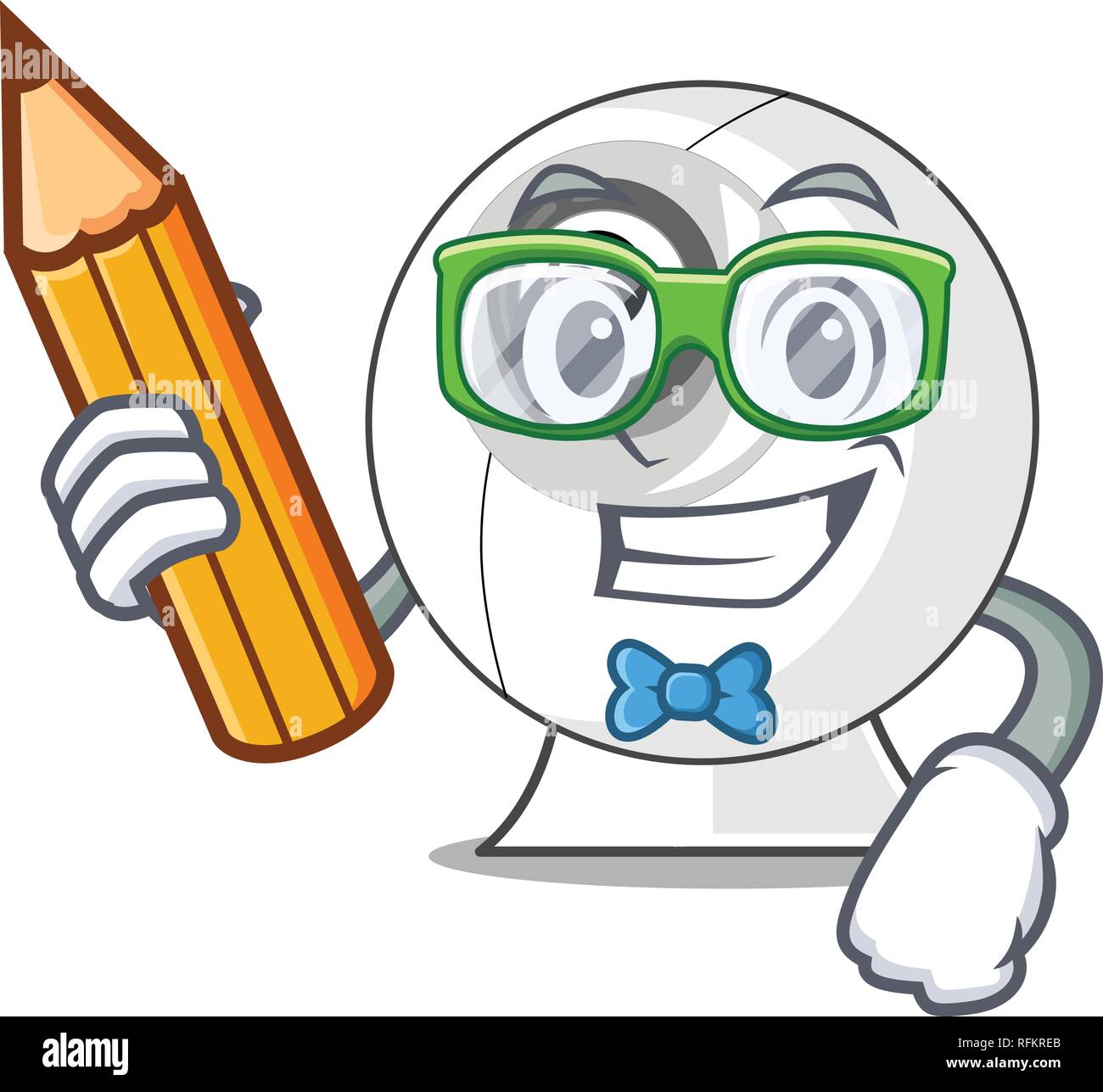 Student webcam on the computer table character vector illustration ...