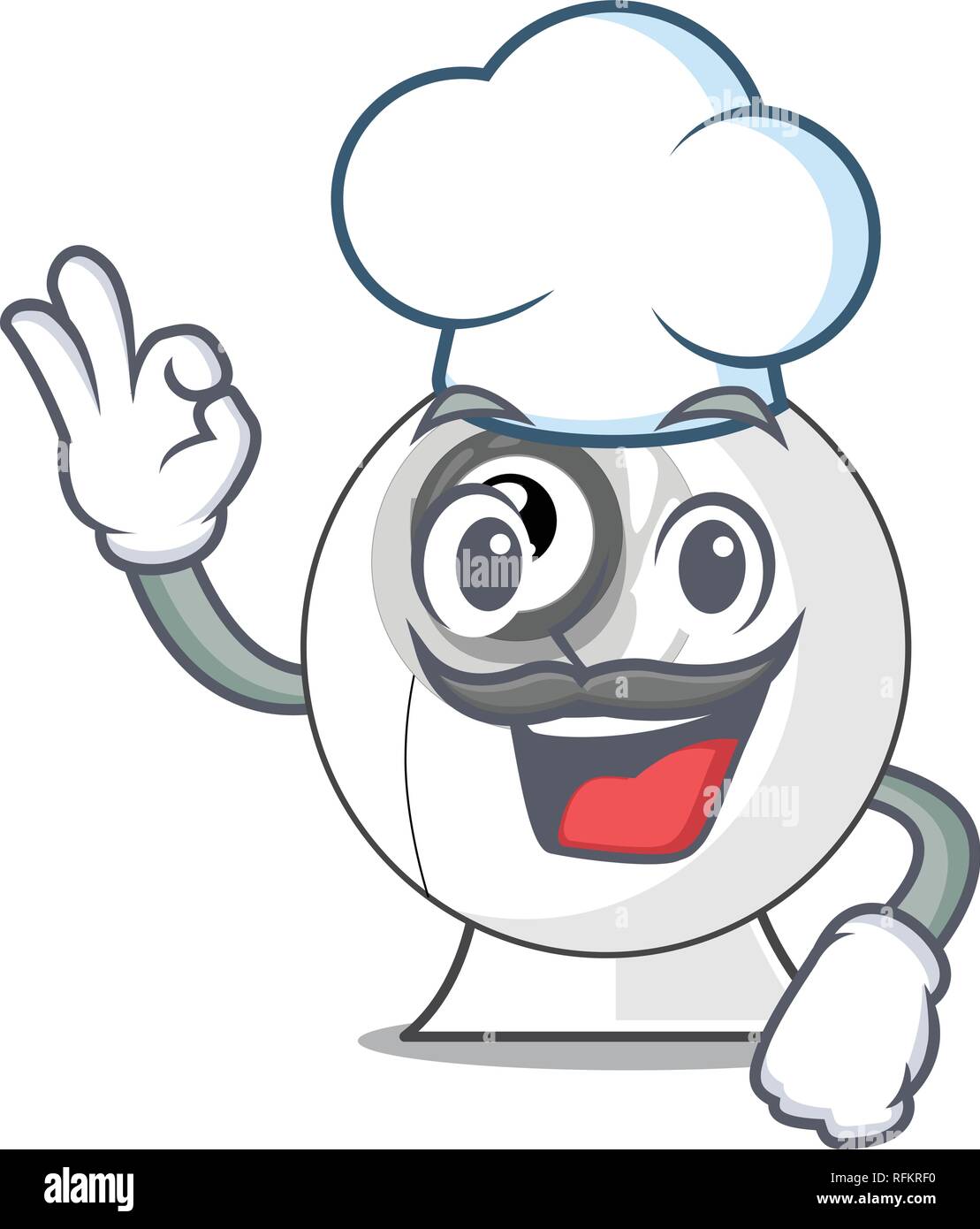 Chef webcam on the computer table character vector illustration Stock ...