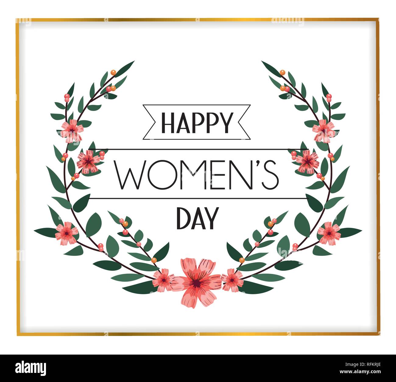 womens day celebration with flowers and leaves Stock Vector Image & Art ...