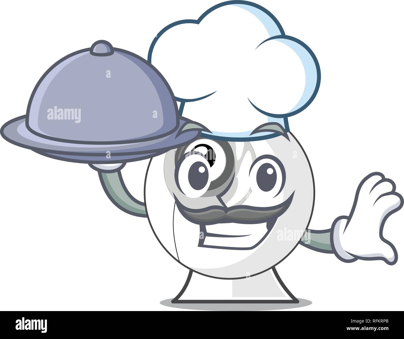 Chef with food webcam is isolated with the cartoons vector illustration ...
